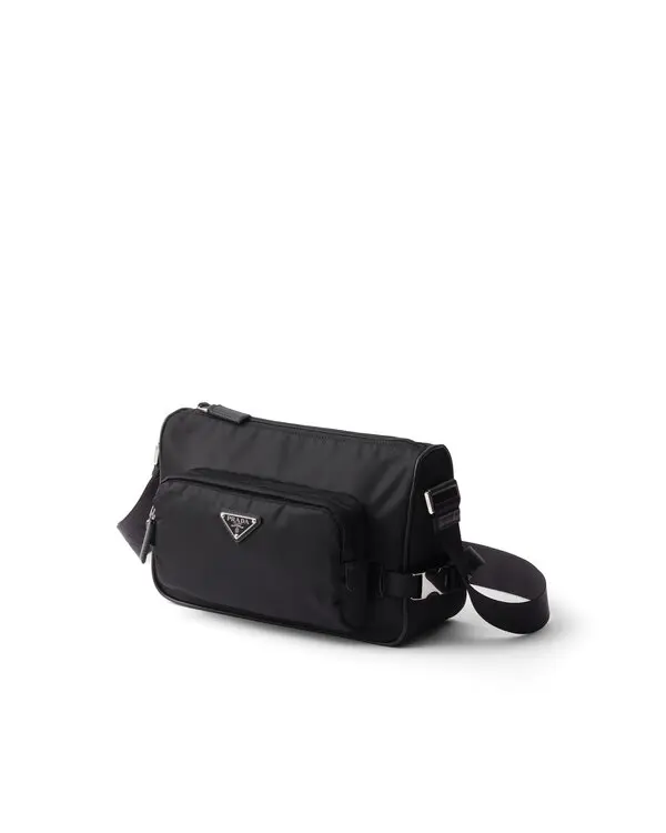 Prada Re-nylon And Saffiano Leather Shoulder Bag - Black