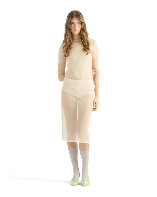 Prada Cotton Tulle T-shirt - Neutral