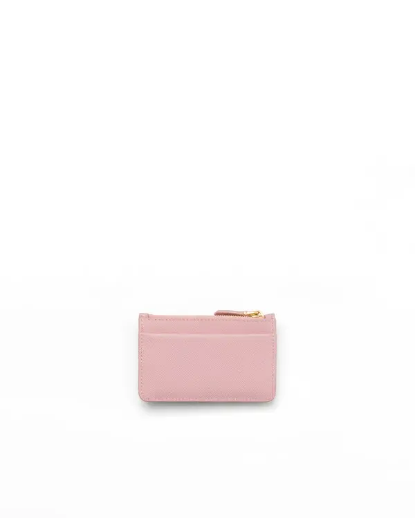 Prada Saffiano And Smooth Leather Card Holder - Pink
