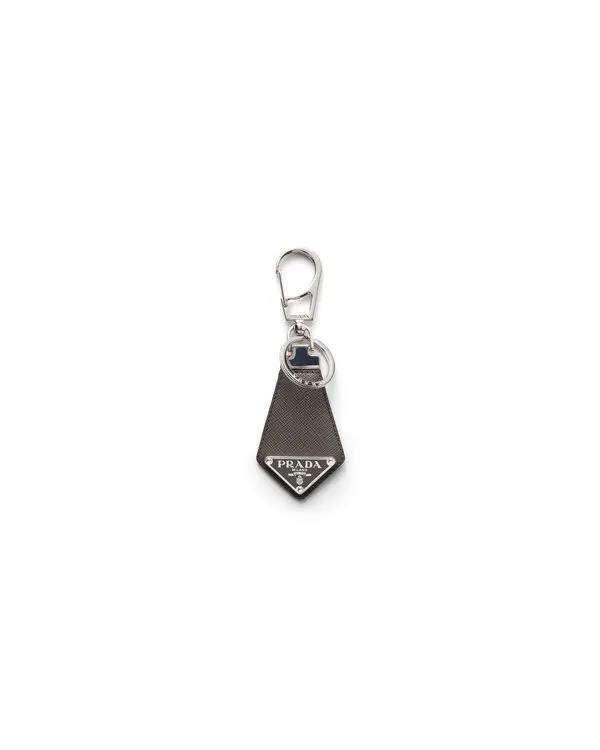 Prada Saffiano Leather Keychain - Grey