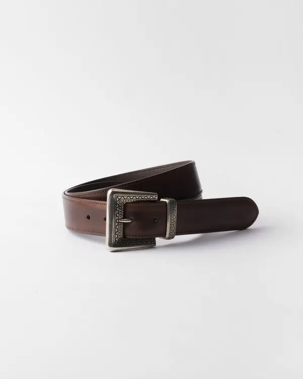 Prada Leather Belt - Ebony