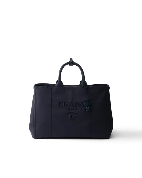 Prada Jardinière Extra-large Cotton Canvas Tote Bag - Blue