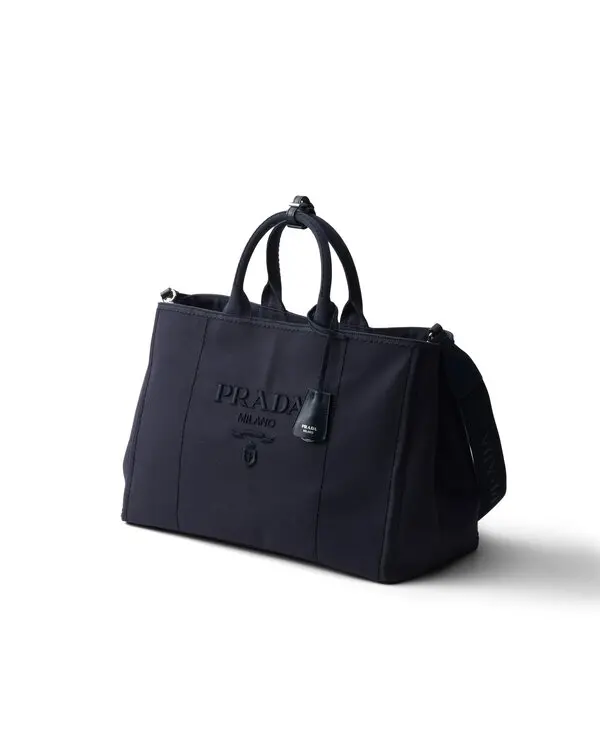 Prada Jardinière Extra-large Cotton Canvas Tote Bag - Blue