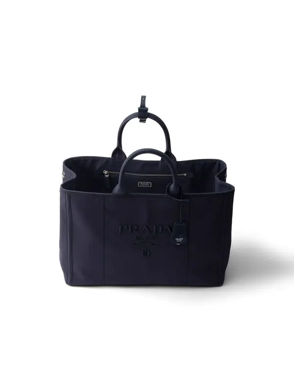 Prada Jardinière Extra-large Cotton Canvas Tote Bag - Blue