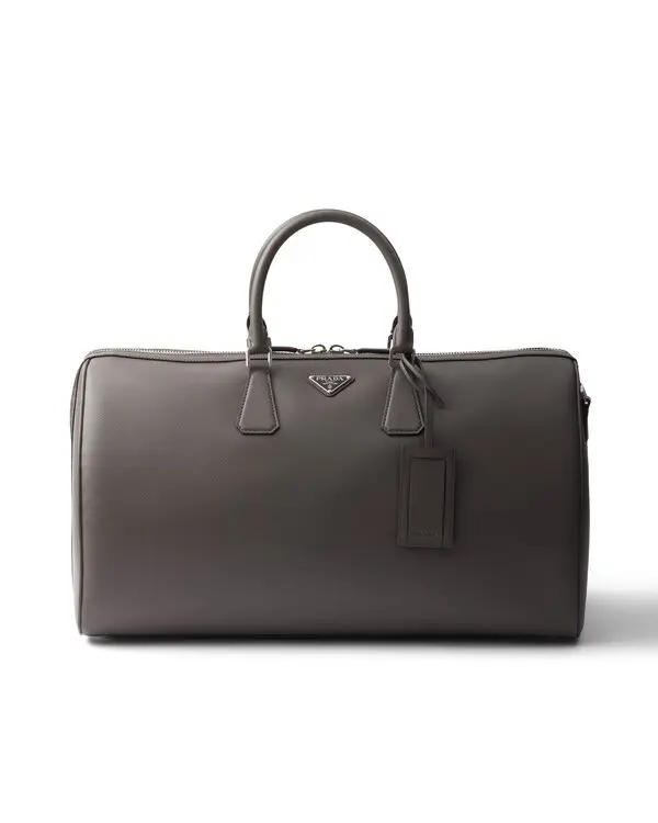 Prada Saffiano Leather Travel Bag - Grey