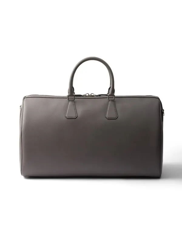 Prada Saffiano Leather Travel Bag - Grey