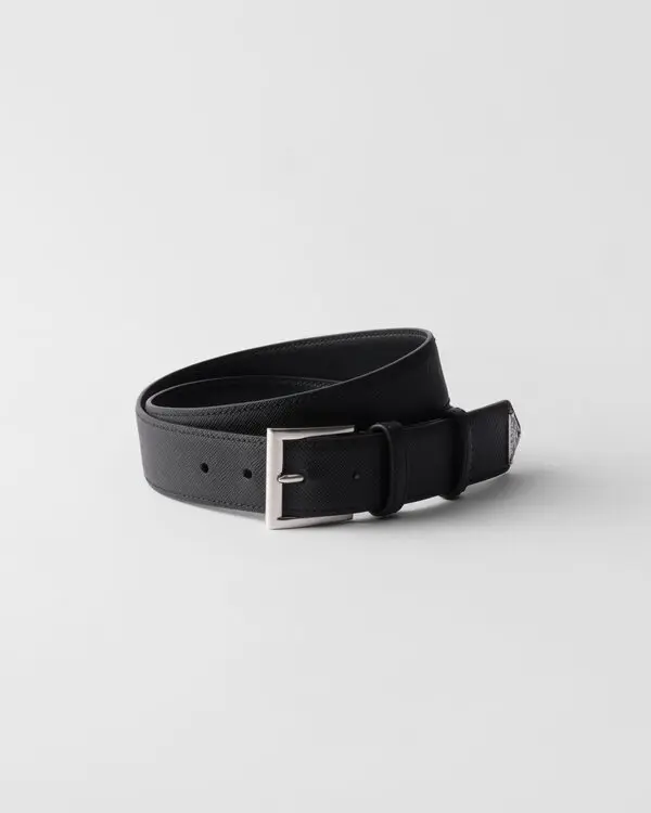 Prada Saffiano Leather Belt - Black
