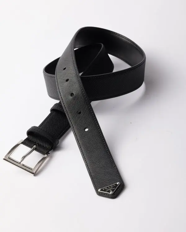Prada Saffiano Leather Belt - Black