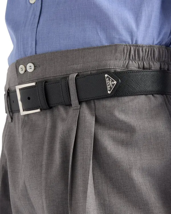 Prada Saffiano Leather Belt - Black