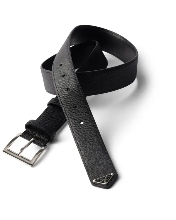 Prada Saffiano Leather Belt - Black