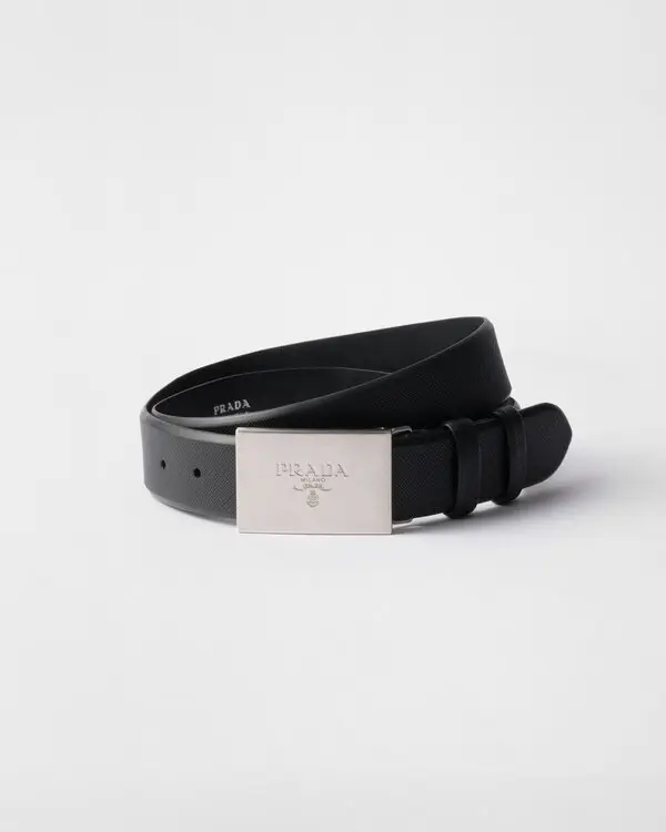Prada Saffiano Leather Belt - Black