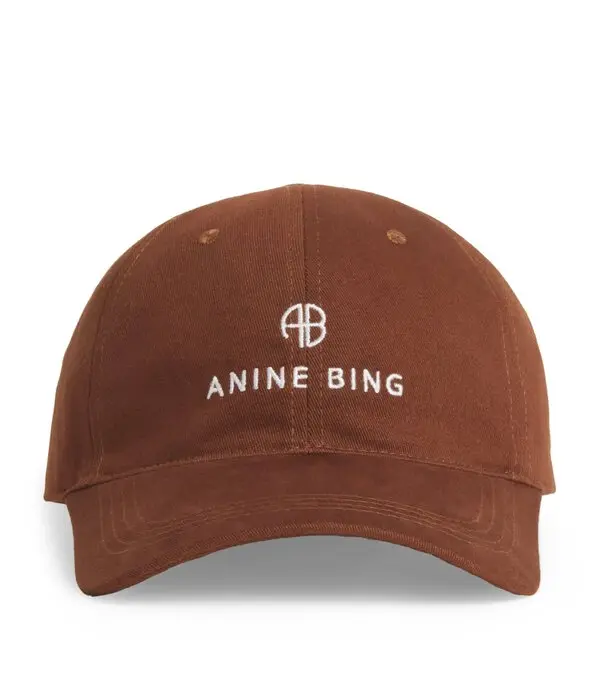 ANINE BING Embroidered Baseball Cap - Brown