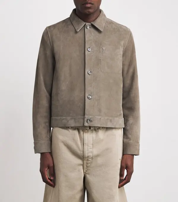 AMI Paris Suede Jacket With Logo