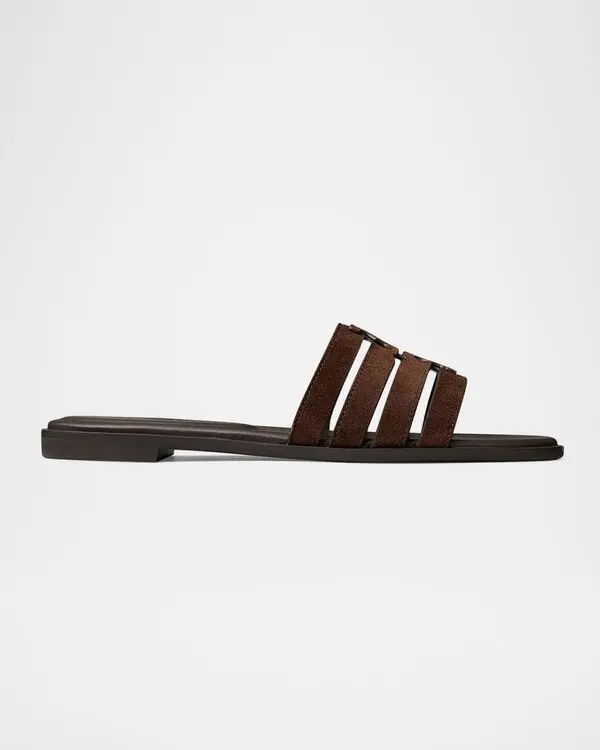 Tory Burch Ines Suede Cage Slide Sandals - Dark Cocoa / Dark Cocoa