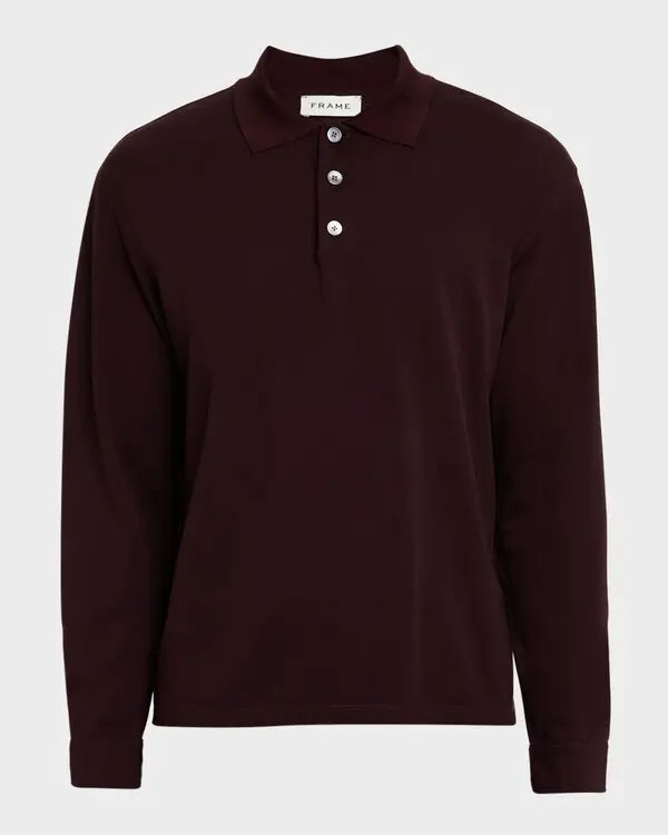 FRAME Light Pique Polo Shirt - Burgundy