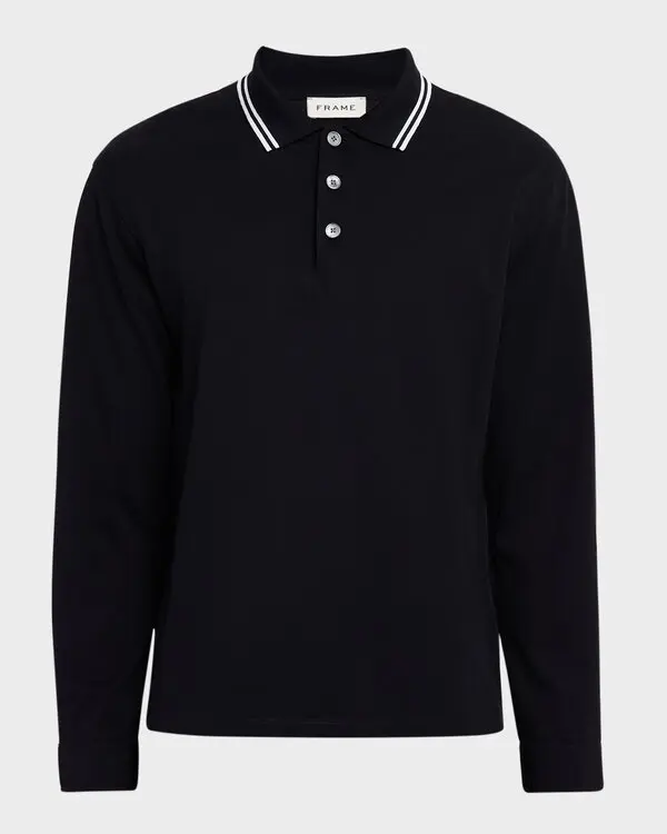 FRAME Light Pique Polo Shirt - Dark Navy
