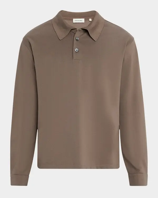 FRAME Light Pique Polo Shirt - Smoky Mocha
