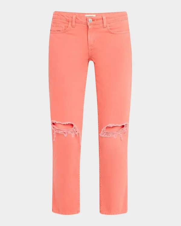 L'Agence Nevia Low-rise Straight Jeans - Coral Destruct