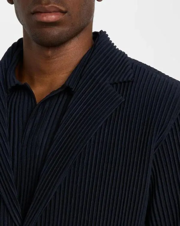 Issey Miyake Pleated Single-breasted Sport Coat - Navy
