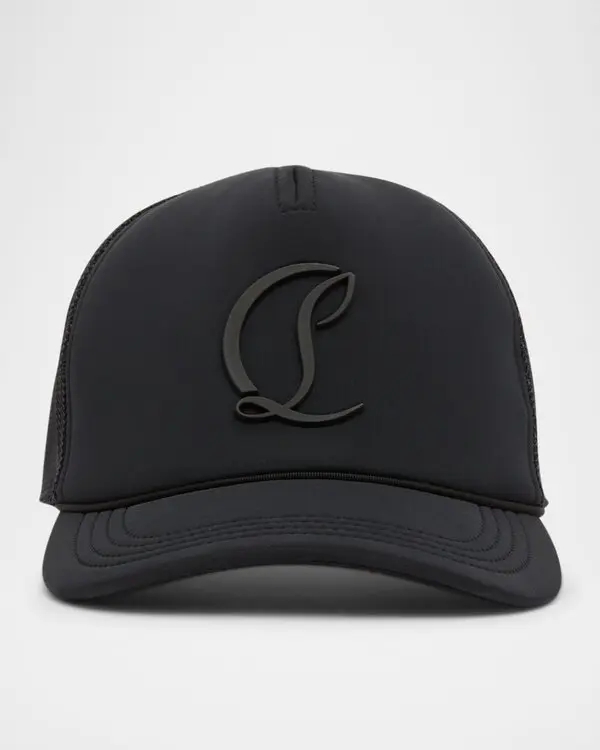 CHRISTIAN LOUBOUTIN Monogram Neoprene Trucker Hat - Black