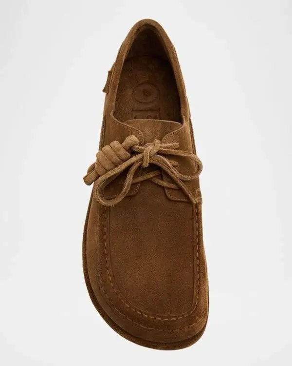 Loewe Campo Suede Boat Shoes With Flamenco Knot - Brown