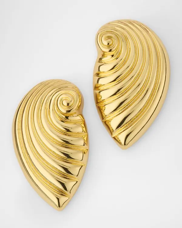 KENNETH JAY LANE Ribbed Seashell Post Earrings - Gold