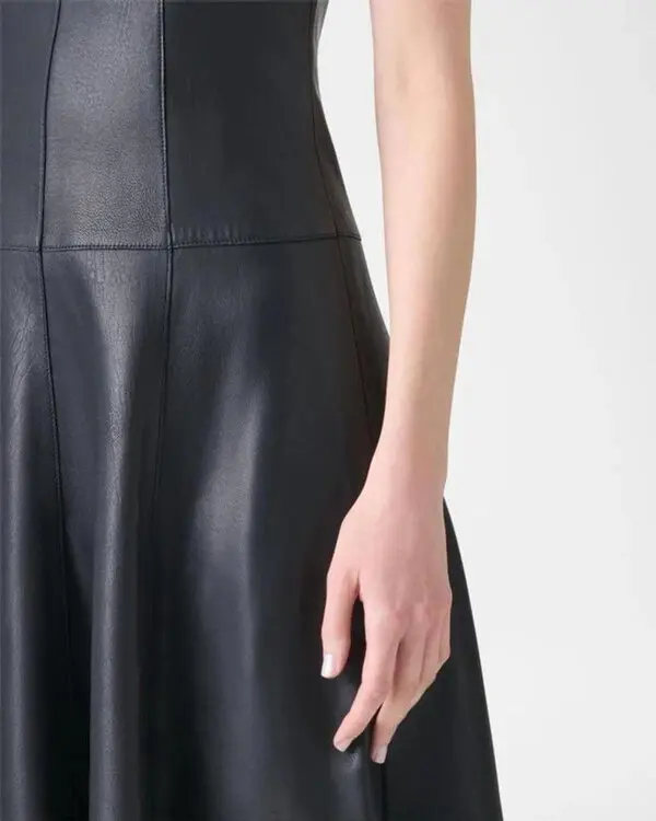 Akris Nappa Leather Midi Dress - Black