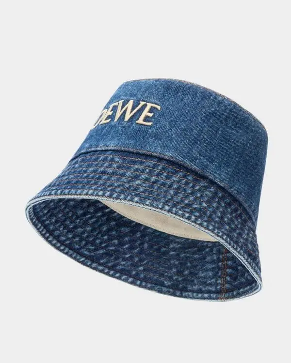 Loewe Logo Embroidered Denim Bucket Hat