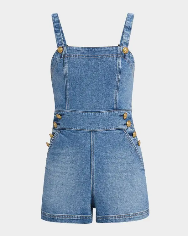 Alice + Olivia Vita Denim Romper - Livia Vintage Blue