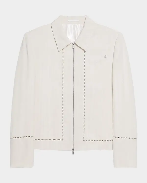 Helmut Lang Ladder-stitch Border Zip Jacket - White