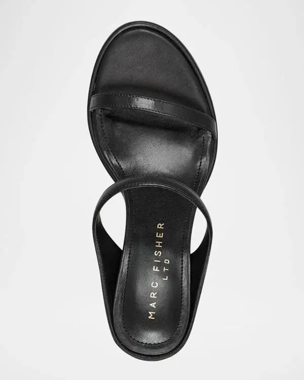 Marc Fisher Alonde Snake-embossed Leather Slide Sandals - Black