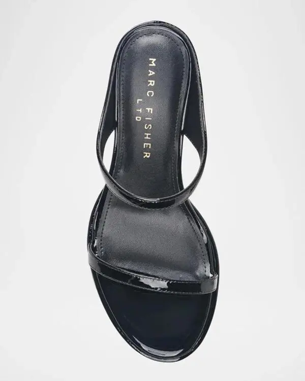 Marc Fisher Alonde Snake-embossed Leather Slide Sandals - Black