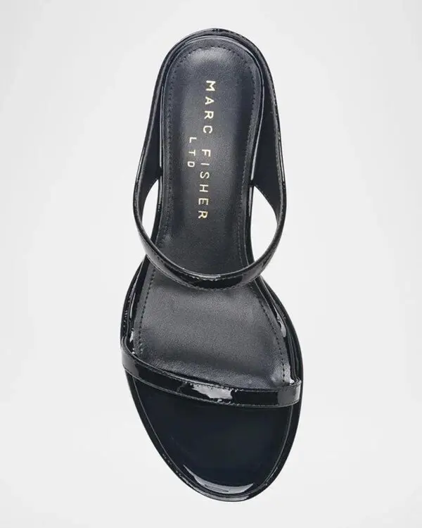 Marc Fisher Alonde Snake-embossed Leather Slide Sandals - Black