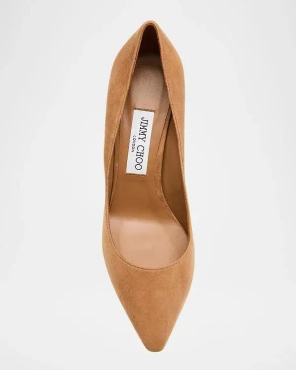 JIMMY CHOO 85mm Romy Suede Pumps - Tan