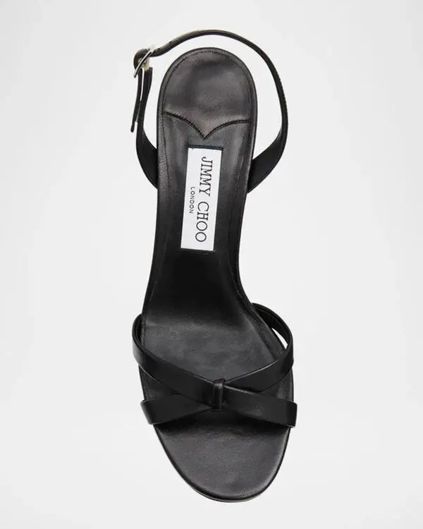 JIMMY CHOO Elsy 70 Leather Sandals - Black