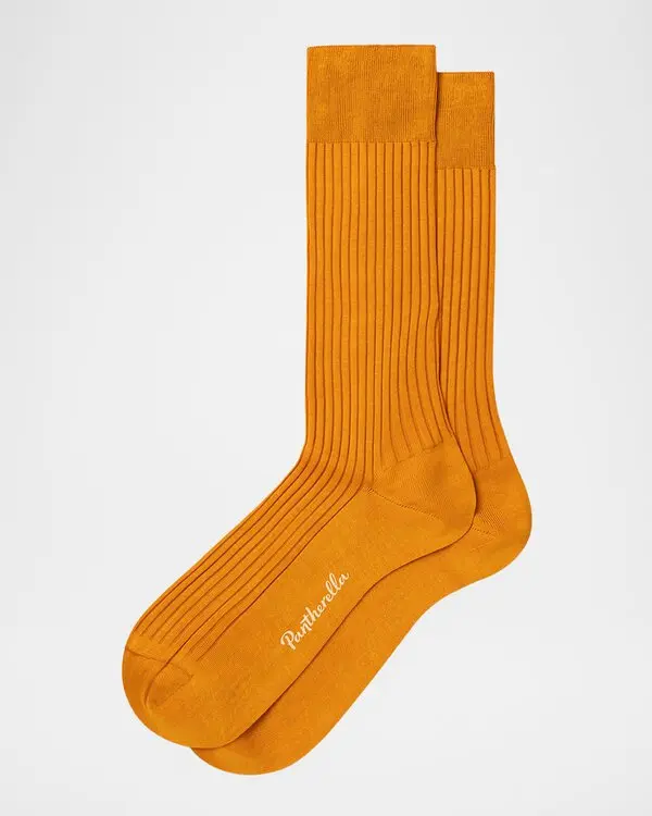 Pantherella Danvers Ribbed Mid-calf Socks - Butternut