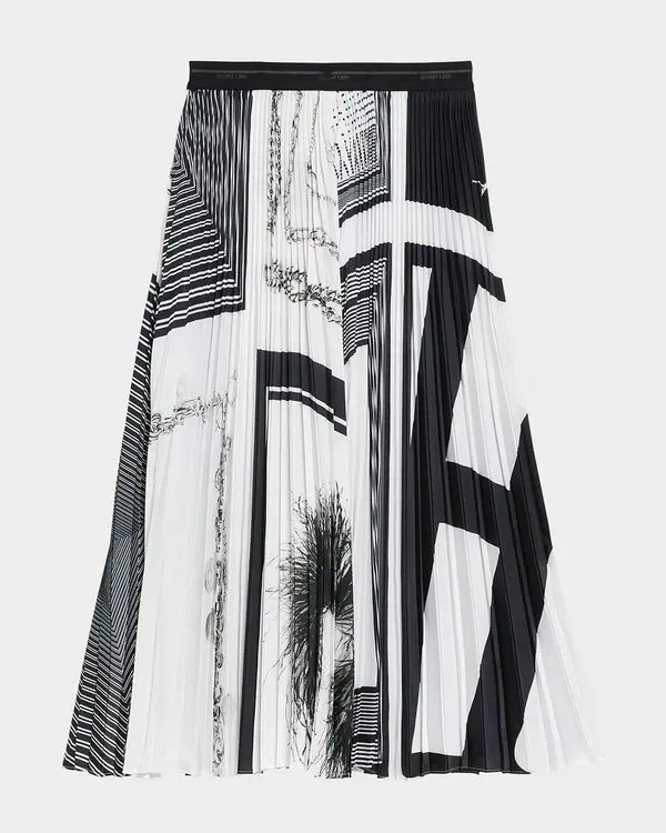 Helmut Lang Pleated Midi Skirt - Black/white