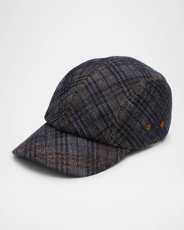 Burberry Denim Check Baseball Cap - Indigo