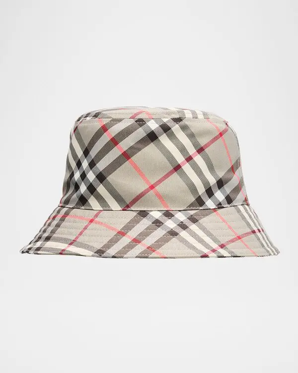 Burberry Patterned Bucket Hat - Mauve Grey Ip Check