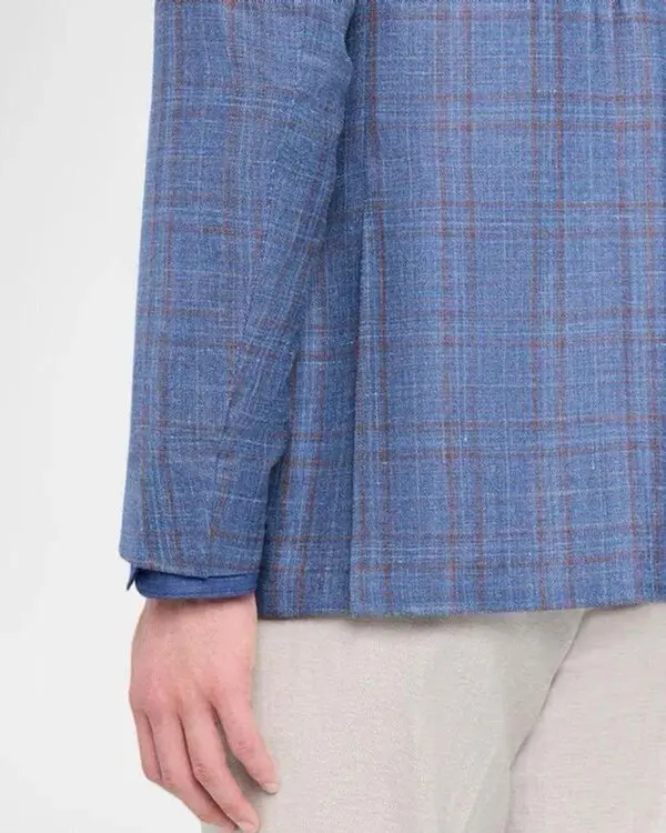 Canali Plaid Single-breasted Sport Coat - Blue