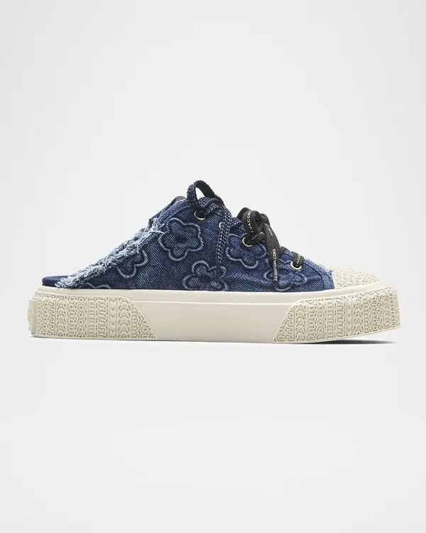 Marc Jacobs The Puffed Daisy Denim Sneaker Mules - Medium Wash Indigo