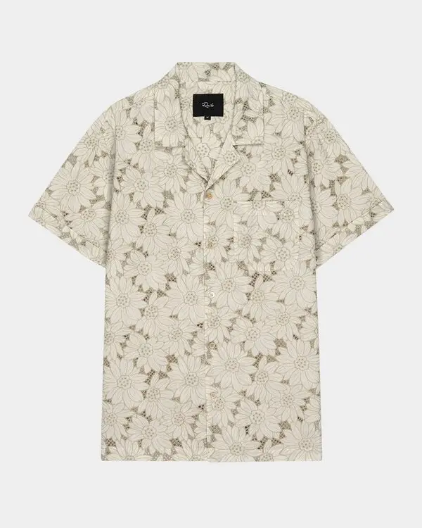 Rails Tyler Cotton Floral Camp Shirt - Khaki Whit Sunflower