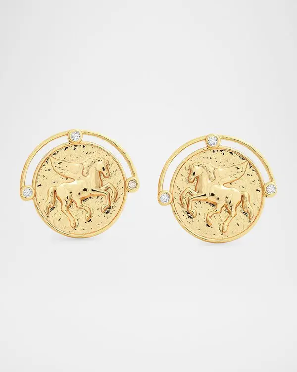 ANABEL ARAM JEWELRY Pegasus Coin Stud Earrings - Gold