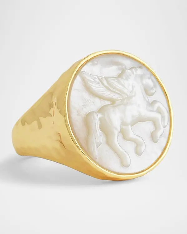 ANABEL ARAM JEWELRY Pegasus Mother-of-pearl Signet Ring - Gold