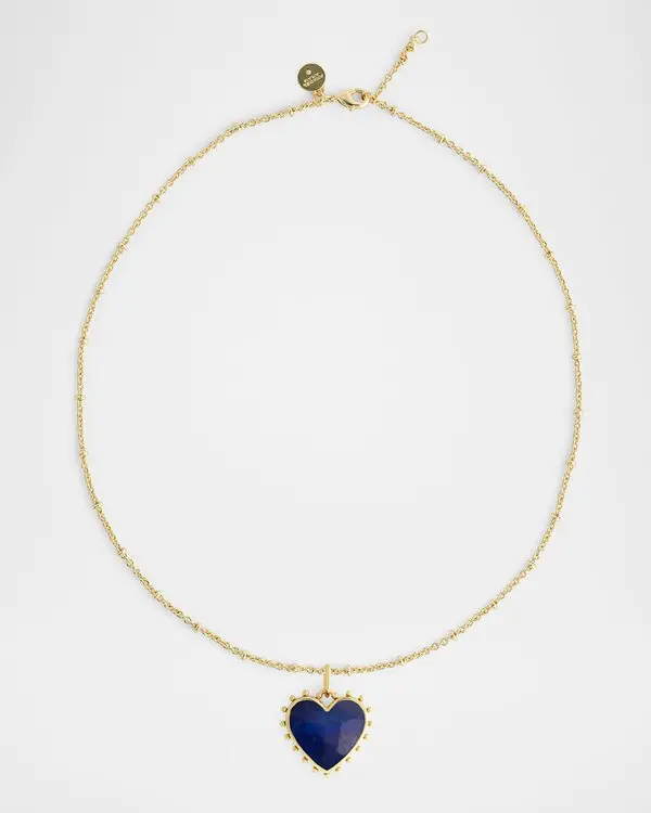 ANABEL ARAM JEWELRY Heart Stone Pendant Necklace - Lapis