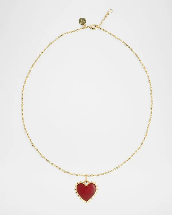ANABEL ARAM JEWELRY Heart Stone Pendant Necklace - Red Onyx
