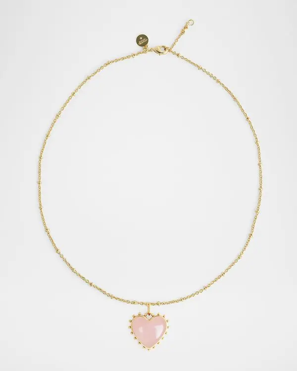 ANABEL ARAM JEWELRY Heart Stone Pendant Necklace - Rose Quartz