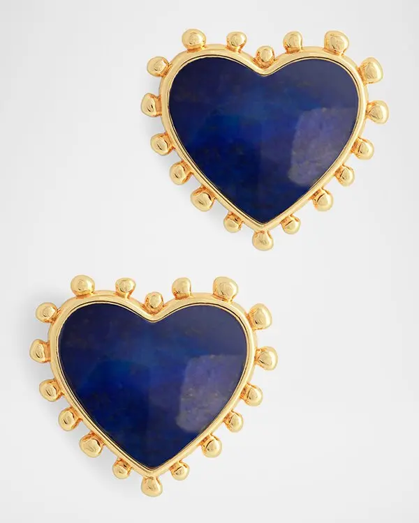 ANABEL ARAM JEWELRY Heart Stone Stud Earrings - Lapis