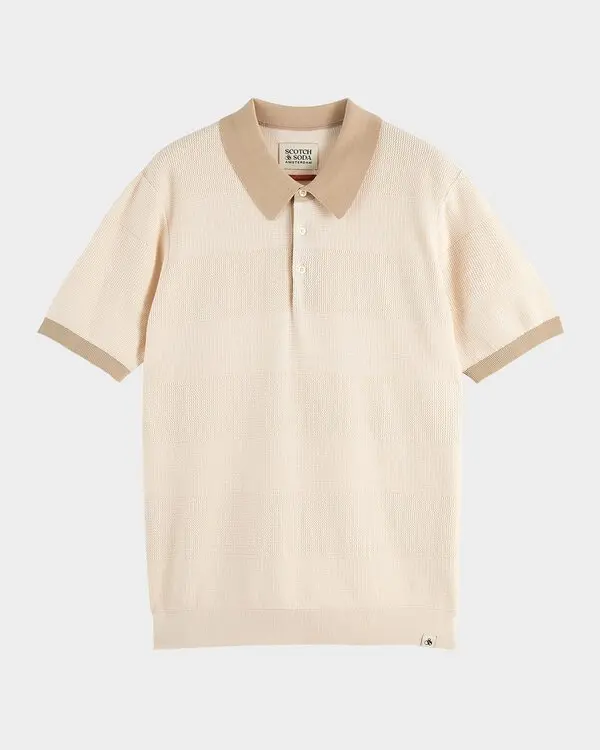 Scotch & Soda Apos;s Cotton Texture Knit Polo Shirt - Eggnog