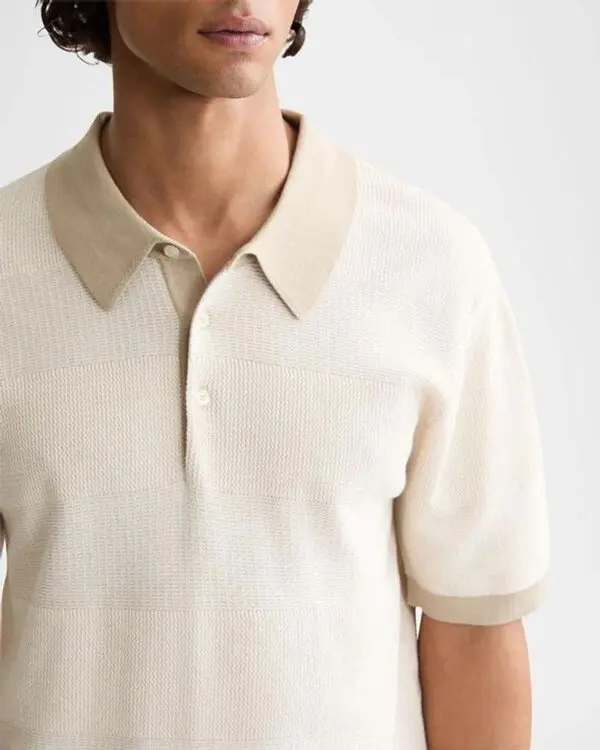 Scotch & Soda Apos;s Cotton Texture Knit Polo Shirt - Eggnog